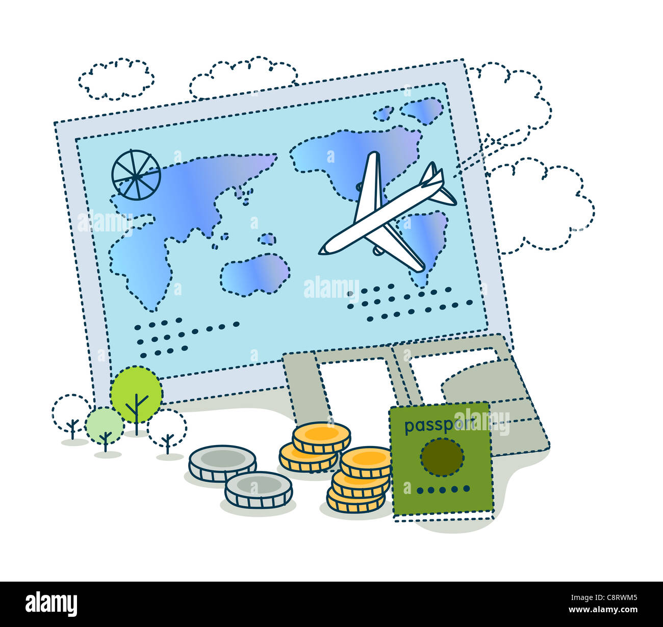 World map passport air Cut Out Stock Images & Pictures - Alamy