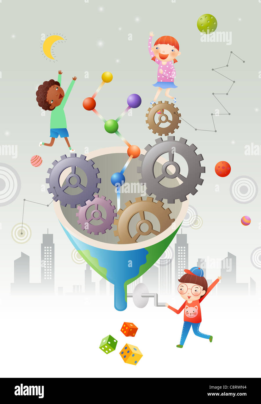 Children Spinning Gear Globe Stock Photo - Alamy