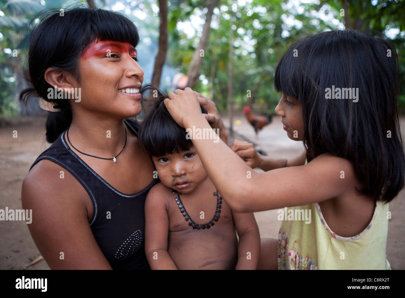 Xingu indians in the Amazone, Brazil Stock Photo - Alamy