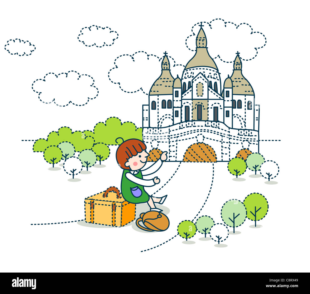 Illustration Of Girl At Sacre Coeur High Resolution Stock Photography ...