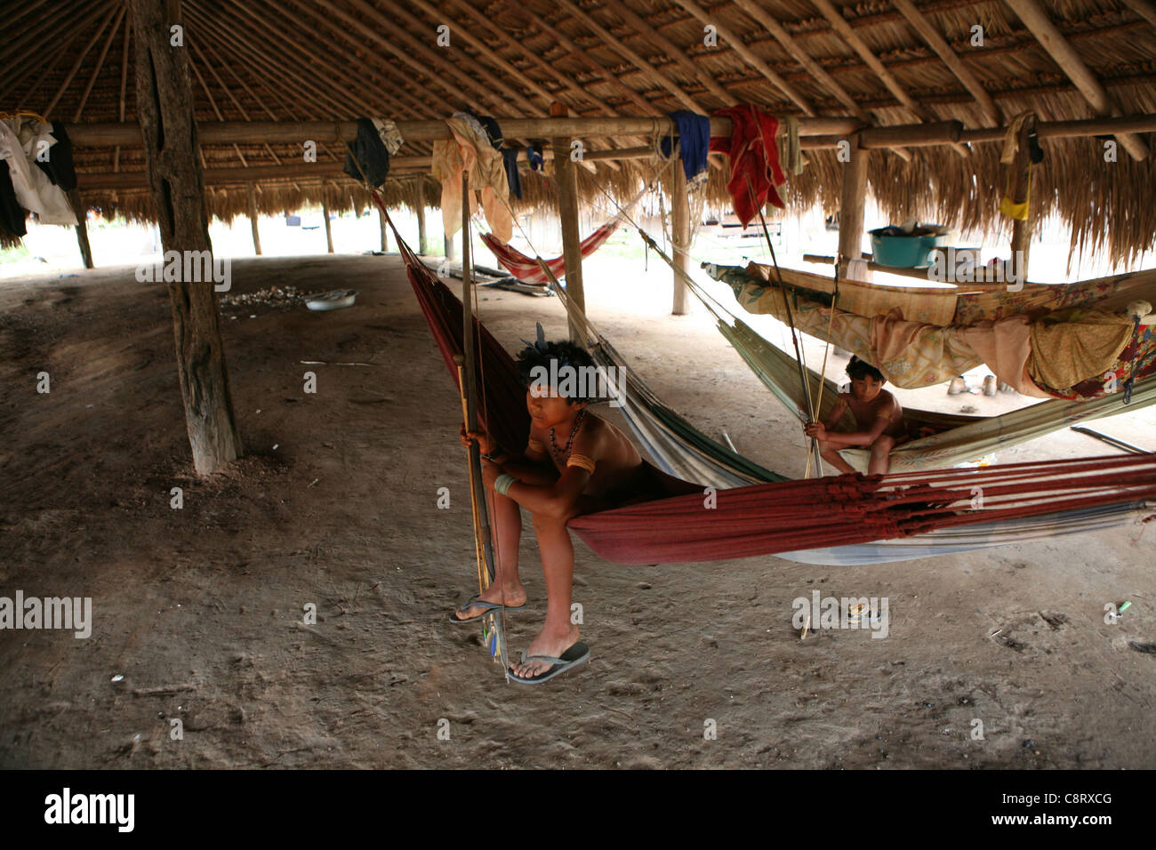 Xingu indians in the Amazone, Brazil Stock Photo - Alamy