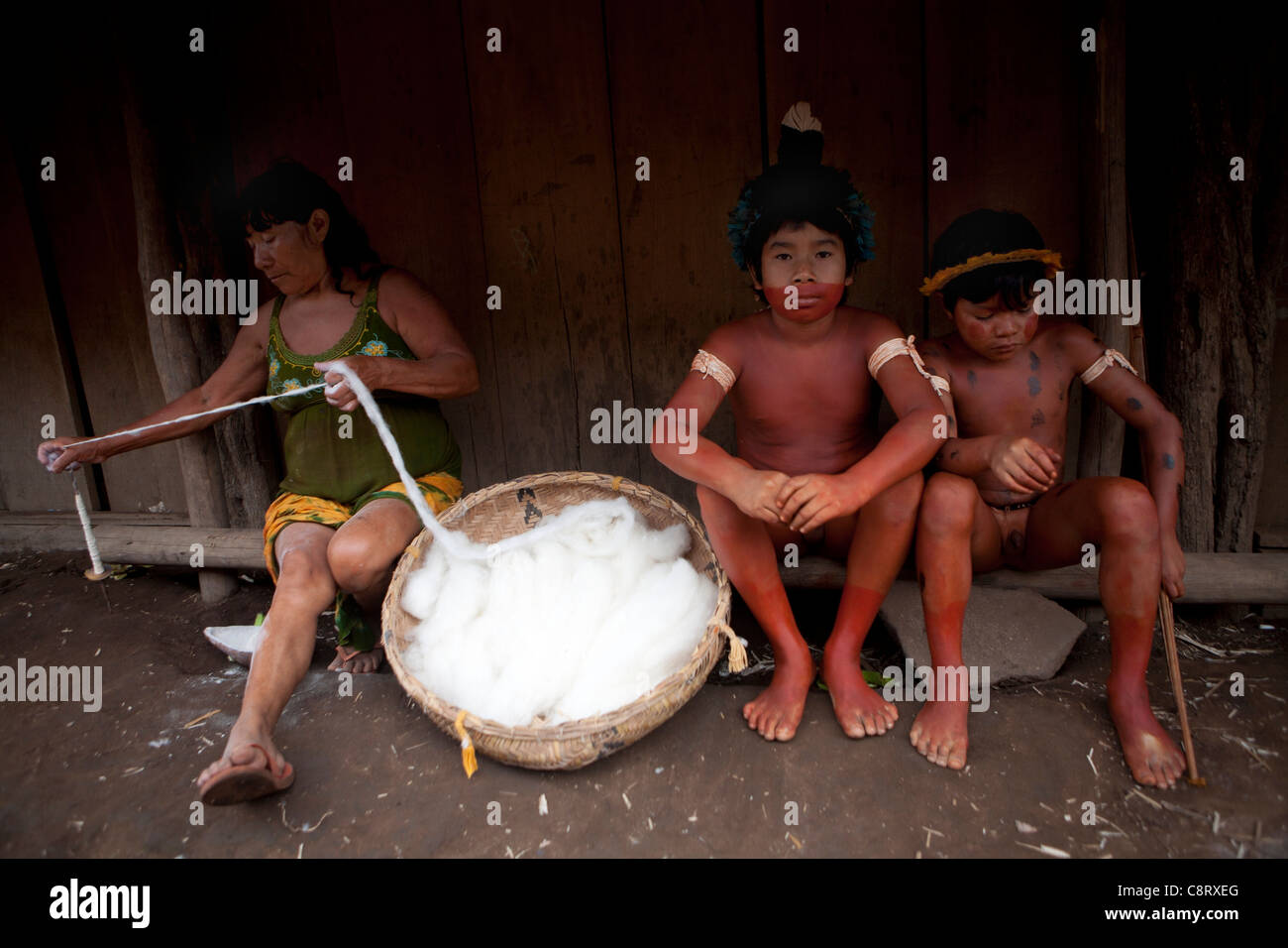 Xingu indians in the Amazone, Brazil Stock Photo - Alamy