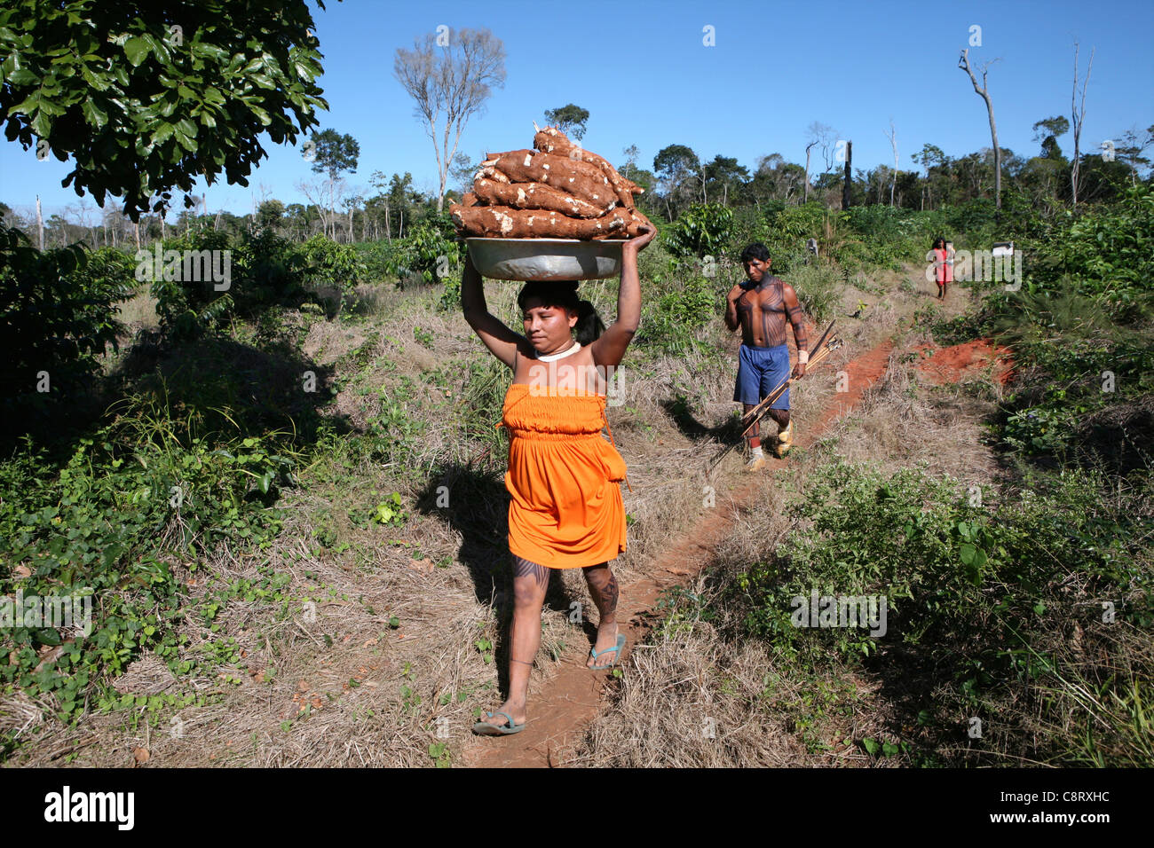 Xingu indians in the Amazone, Brazil Stock Photo - Alamy