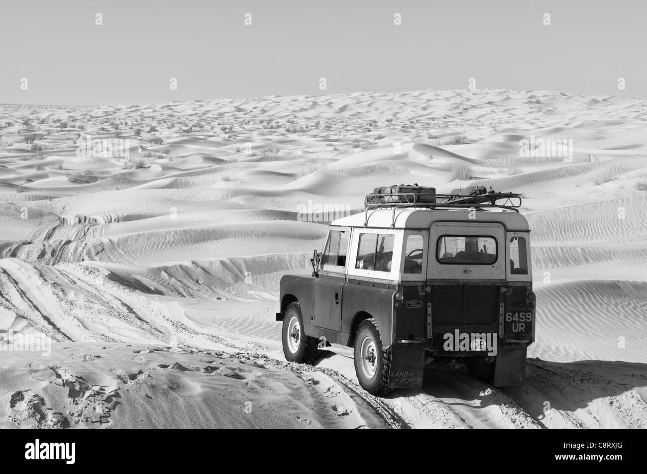Africa, Tunisia, nr. Tembaine. A historic Land Rover Series 2a ...