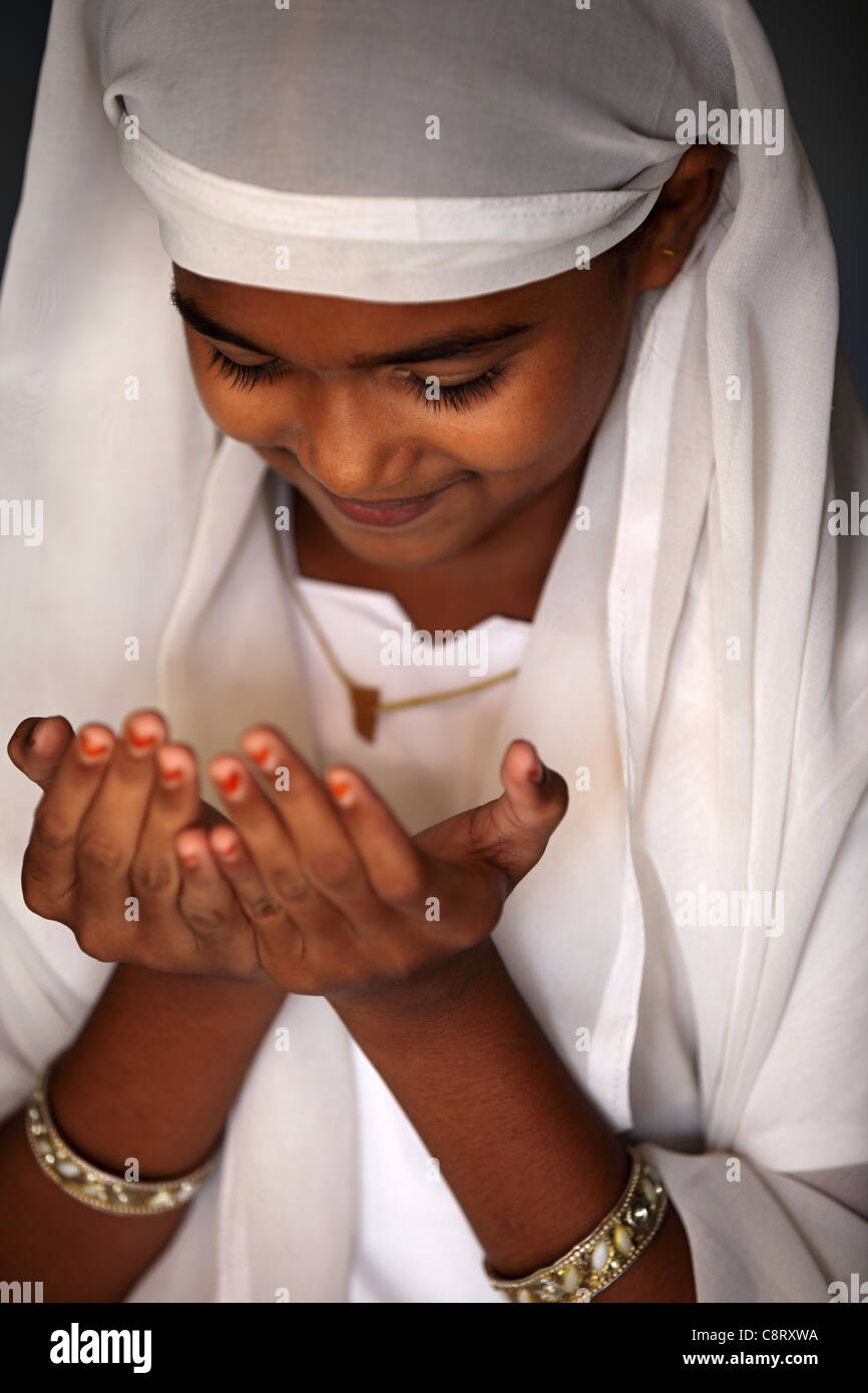 Muslim girl in prayer Andhra Pradesh South India Stock Photo - Alamy