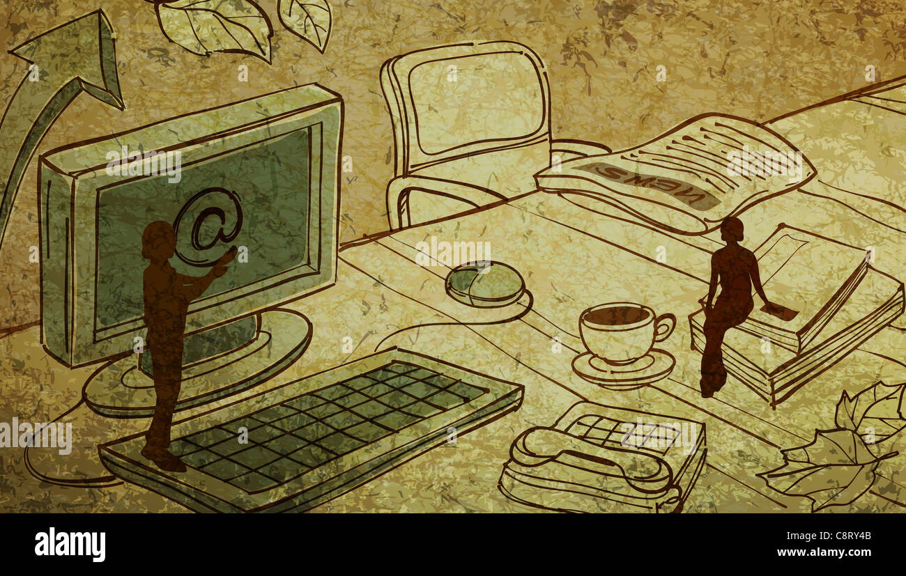 Illustration of computer and internet Stock Photo - Alamy