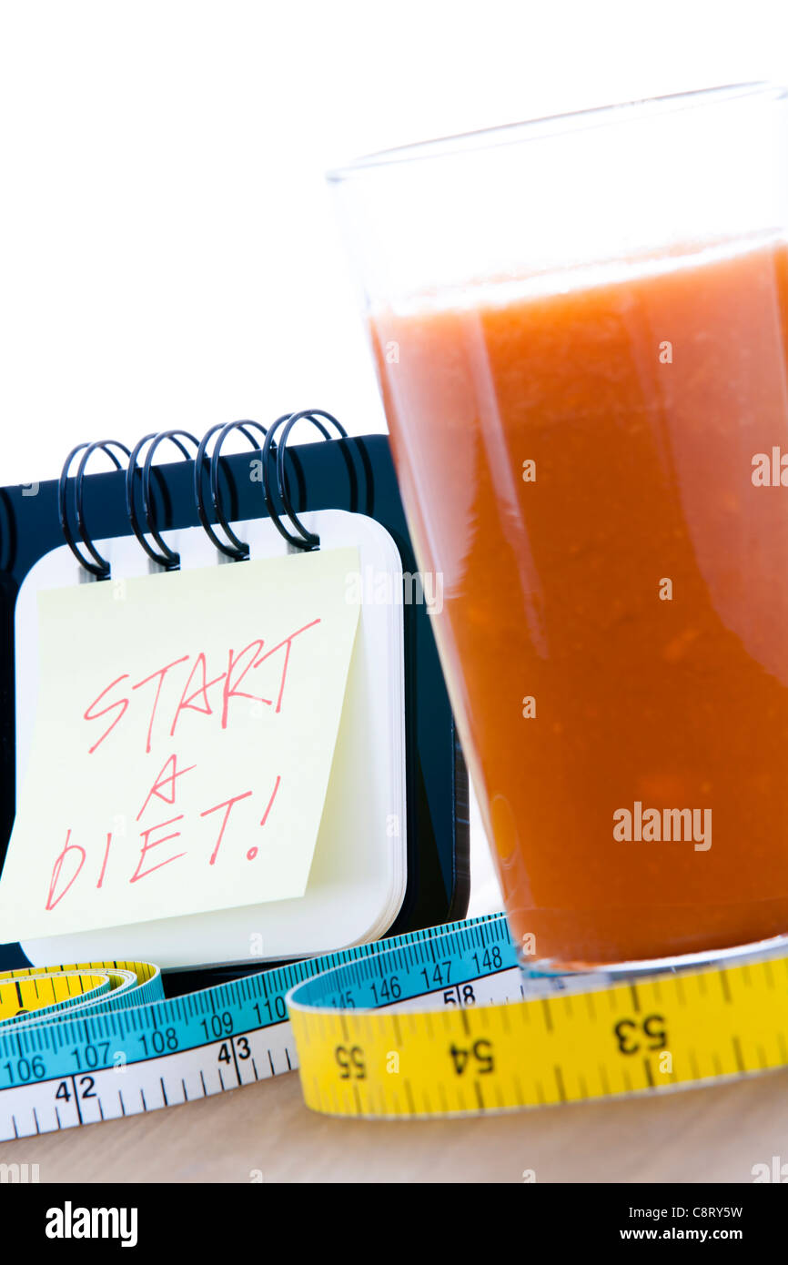 Close-up of juice glass with stick note Stock Photo - Alamy