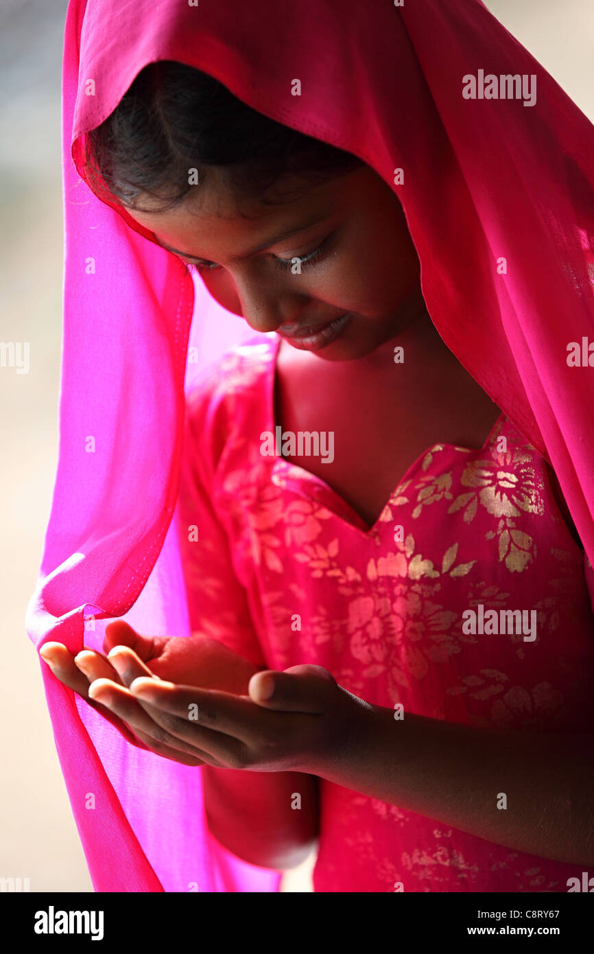Muslim girl in prayer Andhra Pradesh South India Stock Photo - Alamy