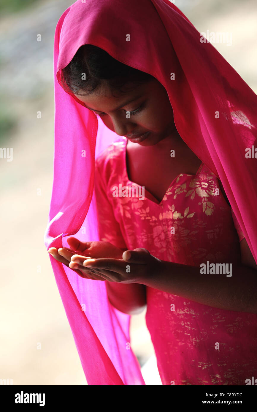 Muslim girl in prayer Andhra Pradesh South India Stock Photo - Alamy