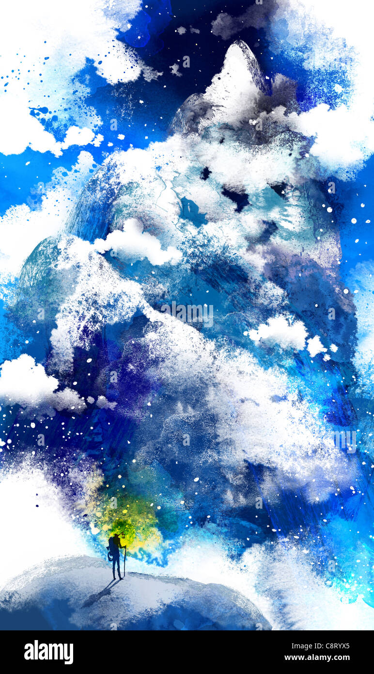 Person silhouette snow hi-res stock photography and images - Alamy