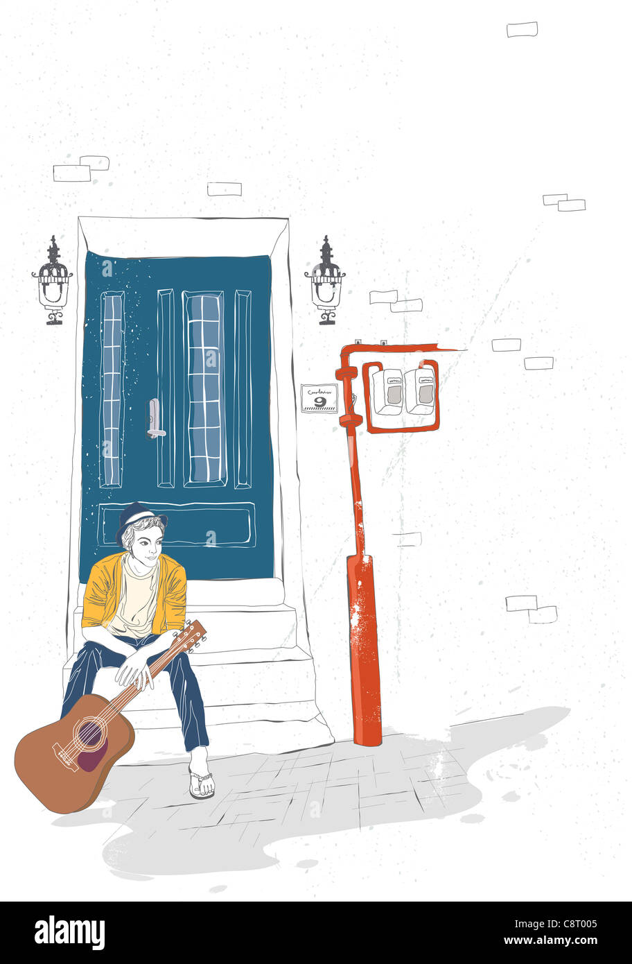 Painting of man sitting Cut Out Stock Images & Pictures - Alamy