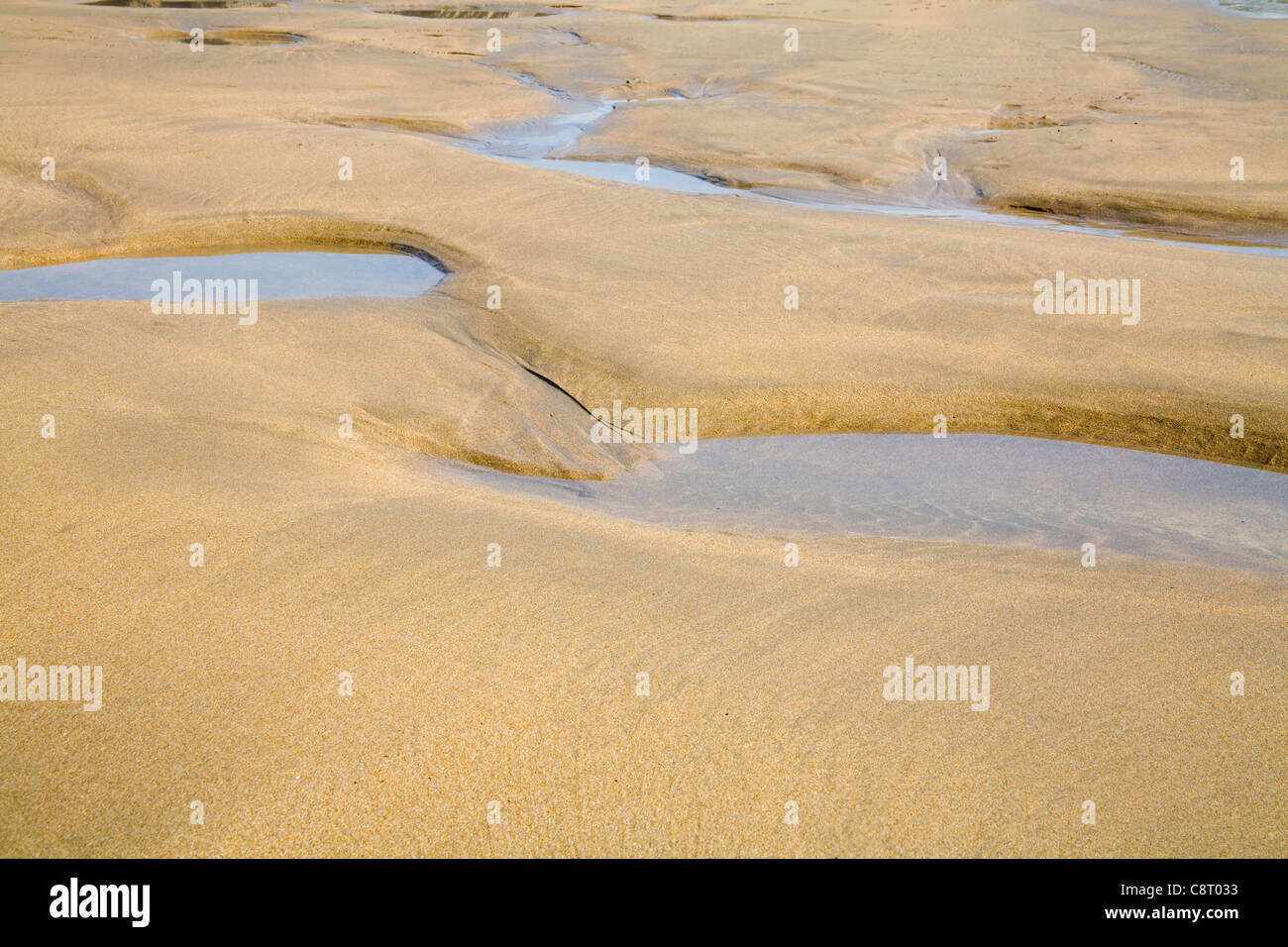 UK Depressions in a pristine sandy beach filled with sea water Stock ...