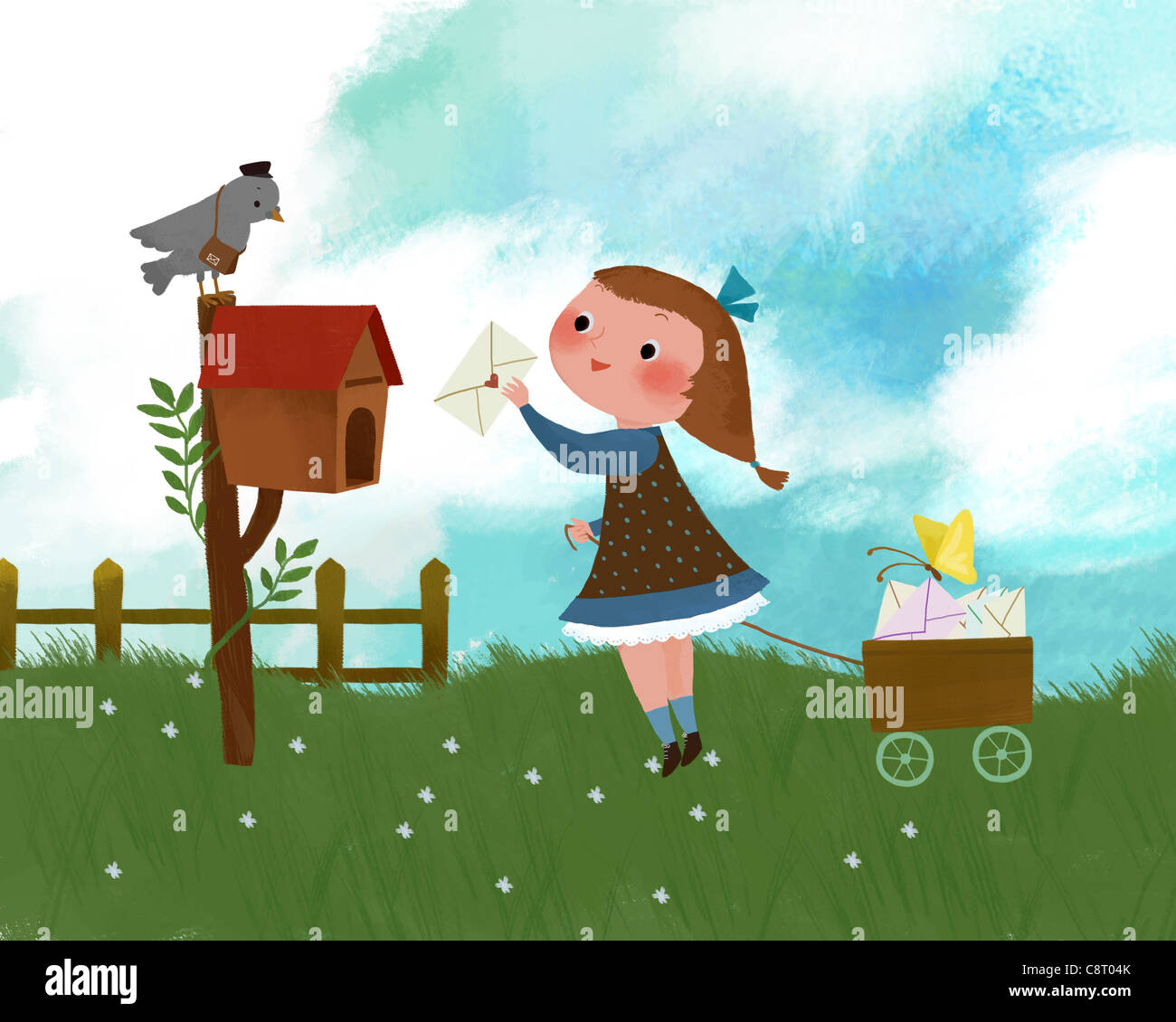 Girl posting mail in mailbox hi-res stock photography and images - Alamy
