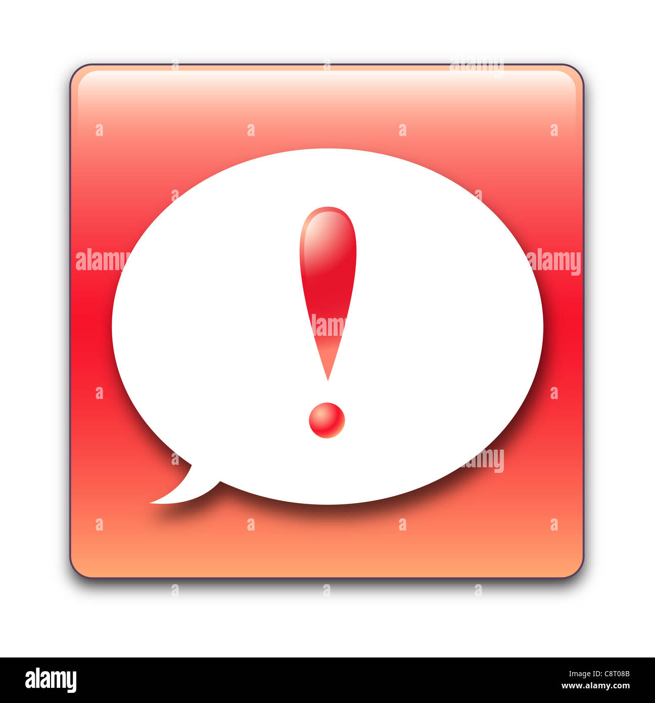 Illustration of exclamation point inside speech bubble Stock Photo - Alamy