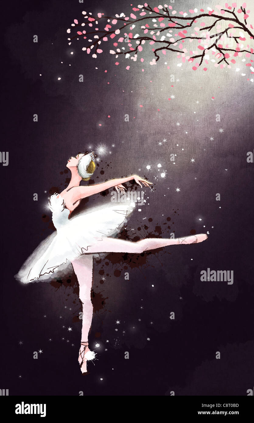 Female Ballerina Dancing Under Tree Stock Photo - Alamy