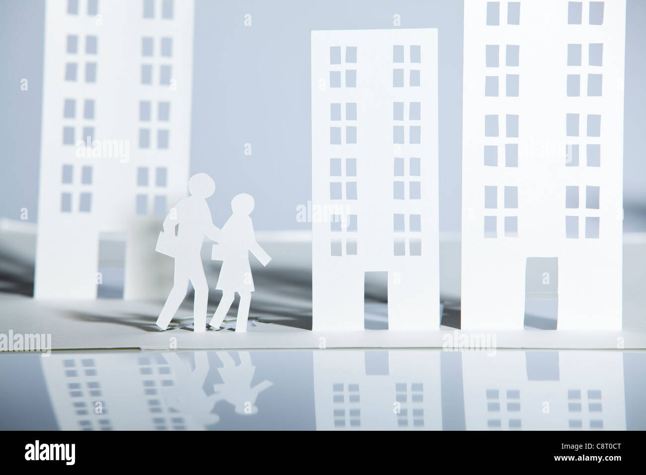 Building Structure Model With White Background And Reflection Stock ...