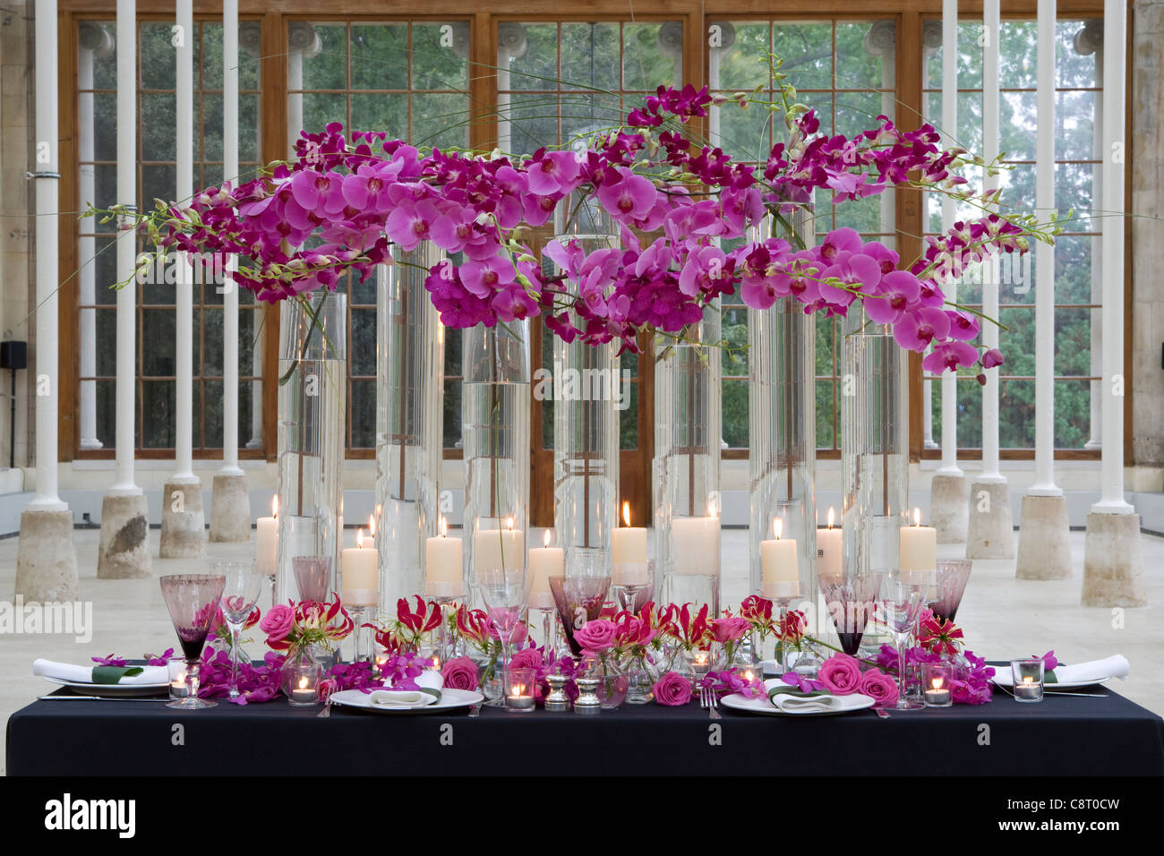 exotic orchid table decoration by Mary Jane Vaughan Stock Photo - Alamy