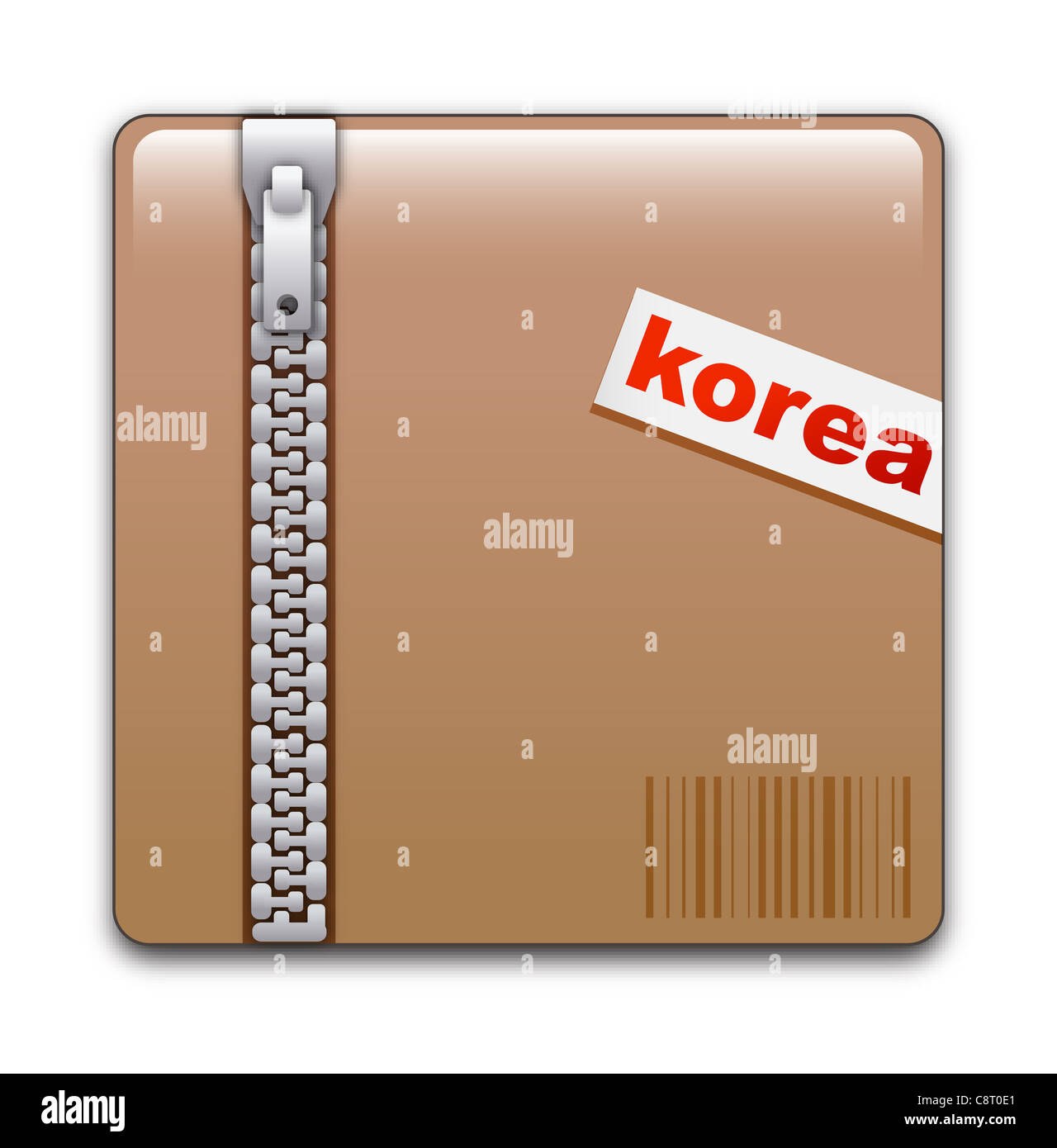 Illustration of a brown folder with zipper Stock Photo - Alamy