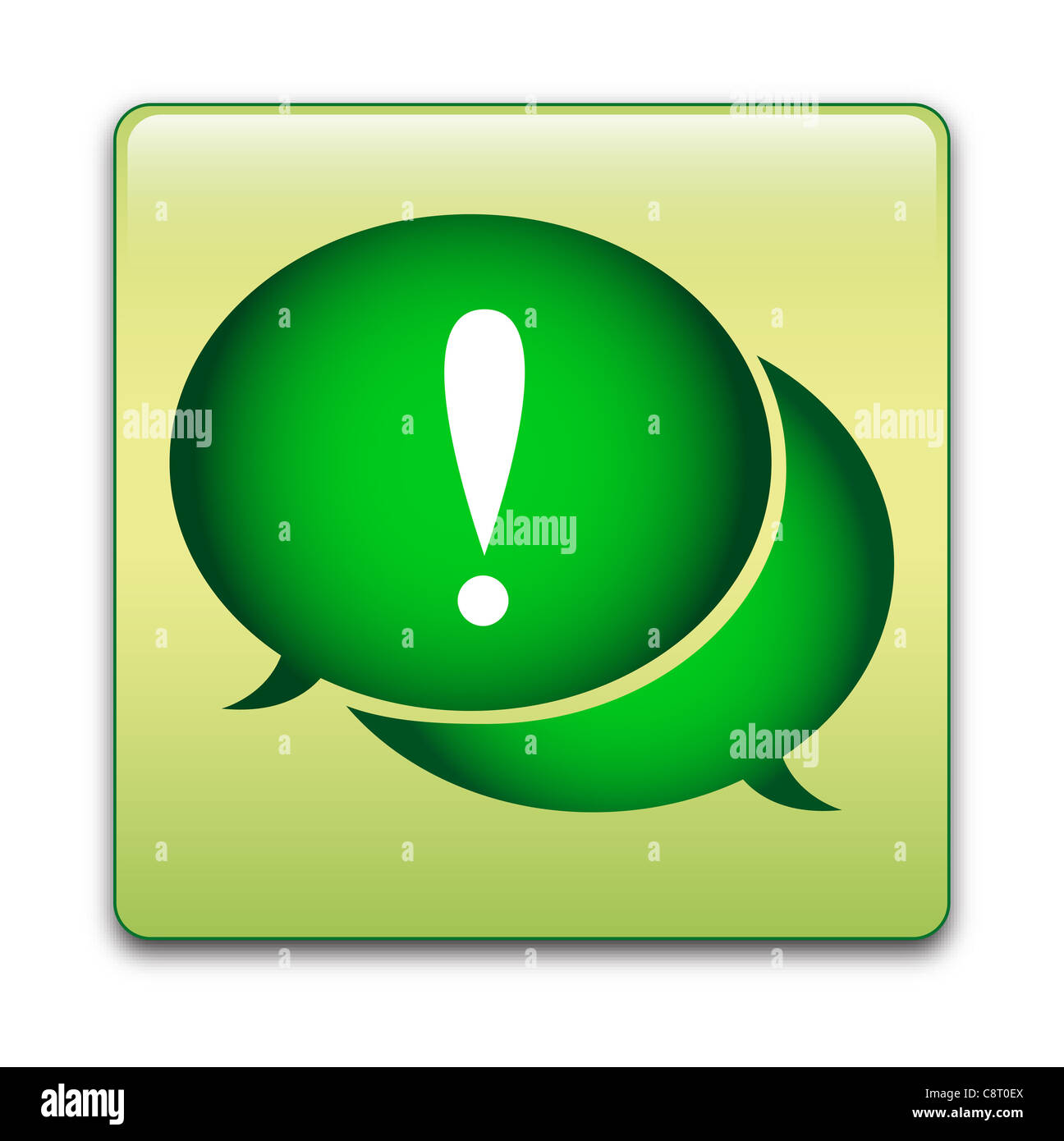 Illustration of text bubble icon and exclamation point Stock Photo - Alamy