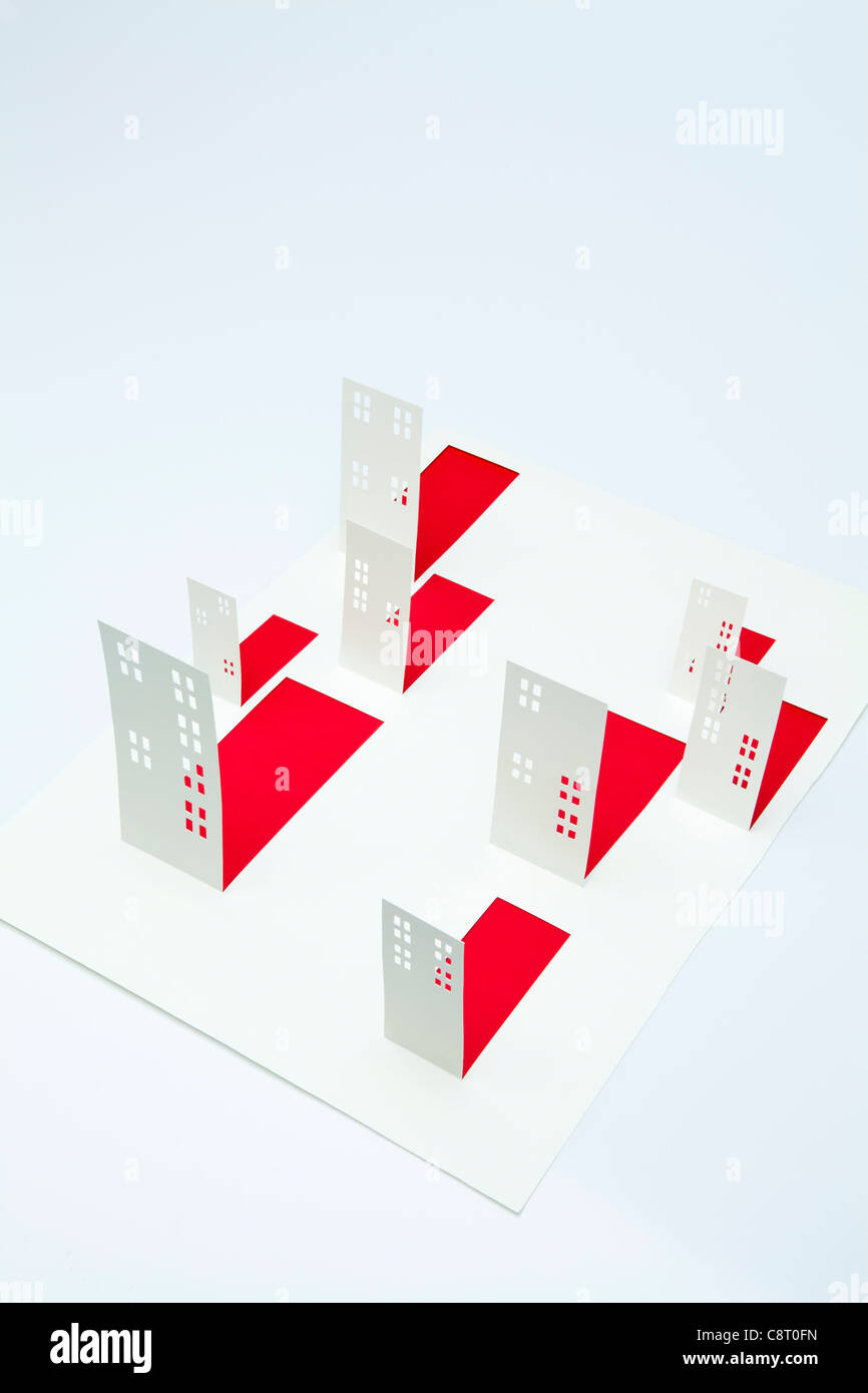 Model of buildings against white background Stock Photo - Alamy