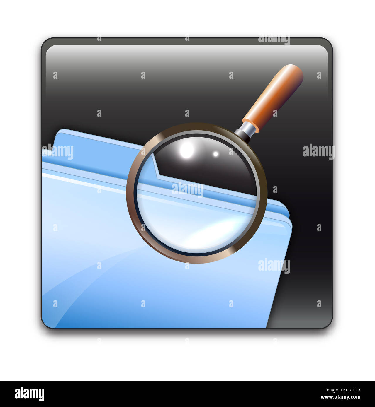Illustration of magnifying glass and folder Stock Photo - Alamy