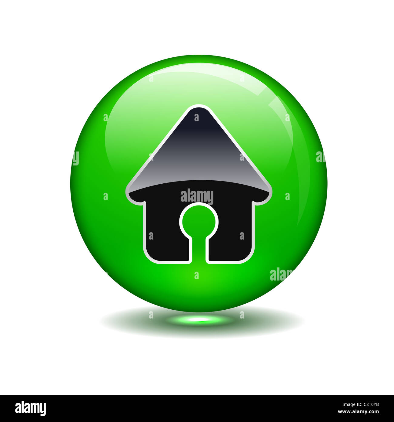Illustration of house symbol in green circle Stock Photo - Alamy