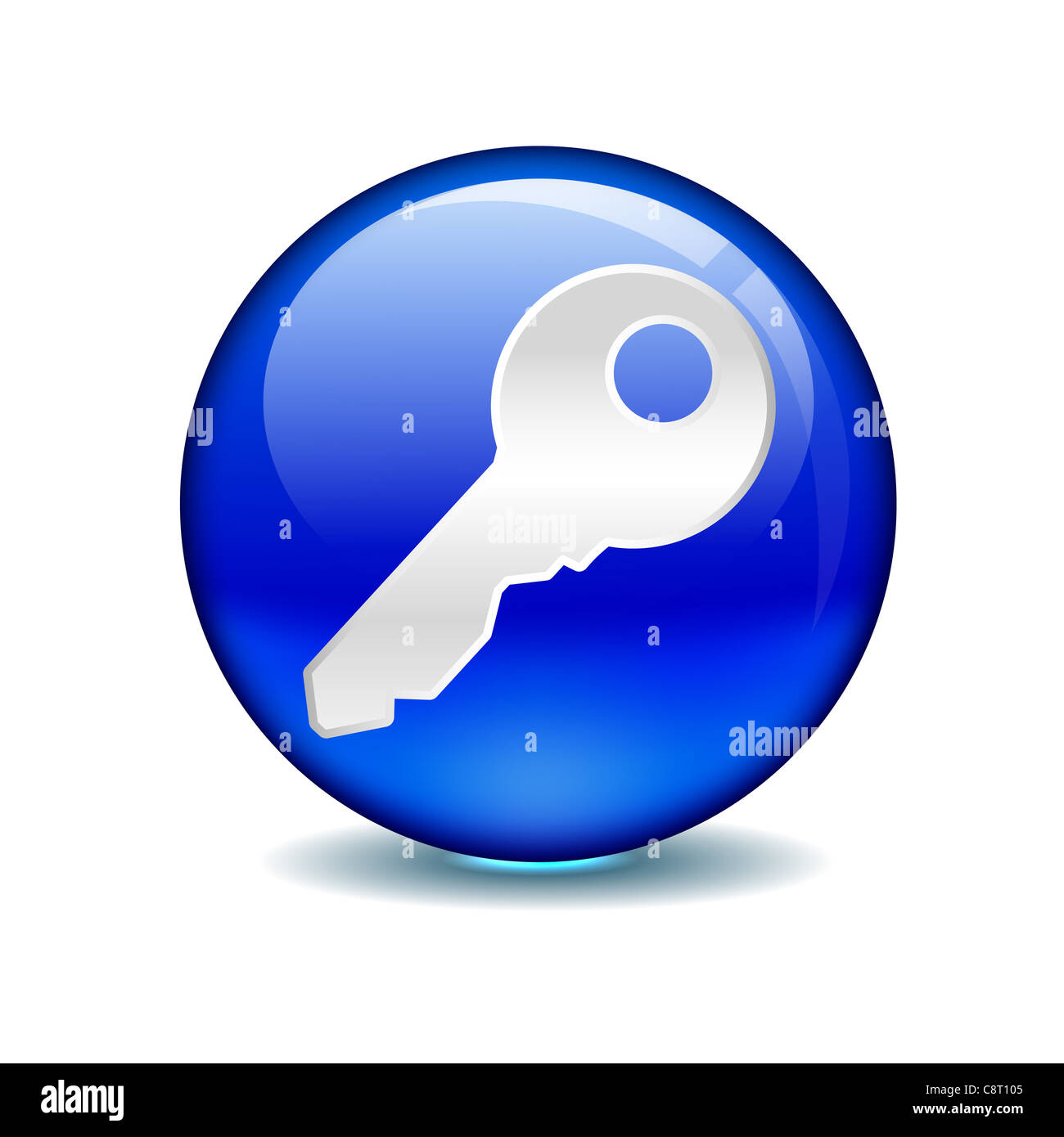 Illustration of key symbol in a blue circle Stock Photo - Alamy