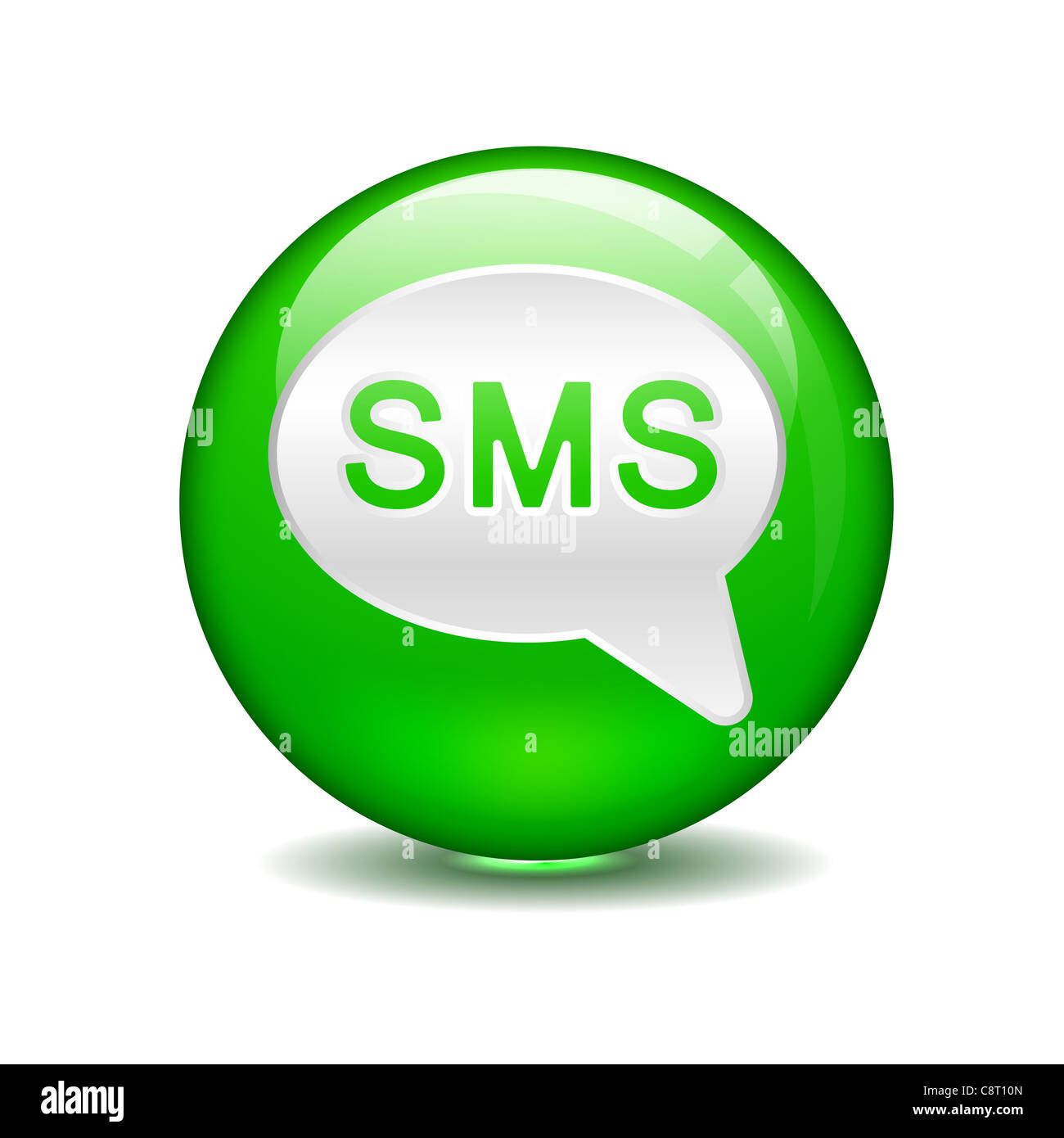 Illustration of SMS sign in a green circle Stock Photo - Alamy