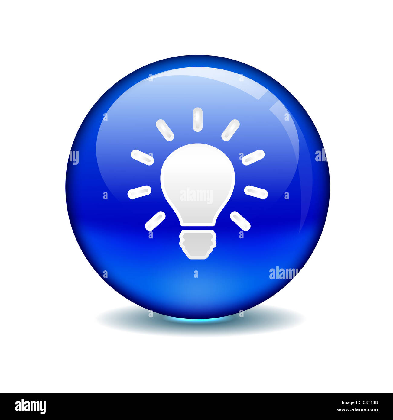 Illustration of bulb sign in a blue circle Stock Photo - Alamy