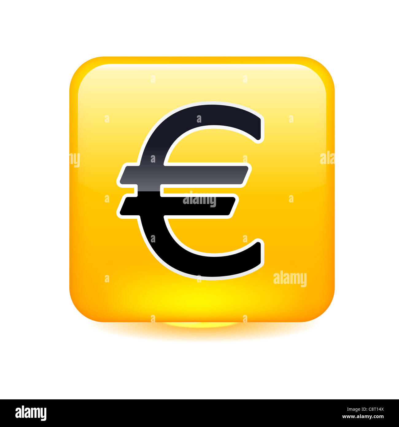 Illustration of Euro sign in yellow square Stock Photo - Alamy