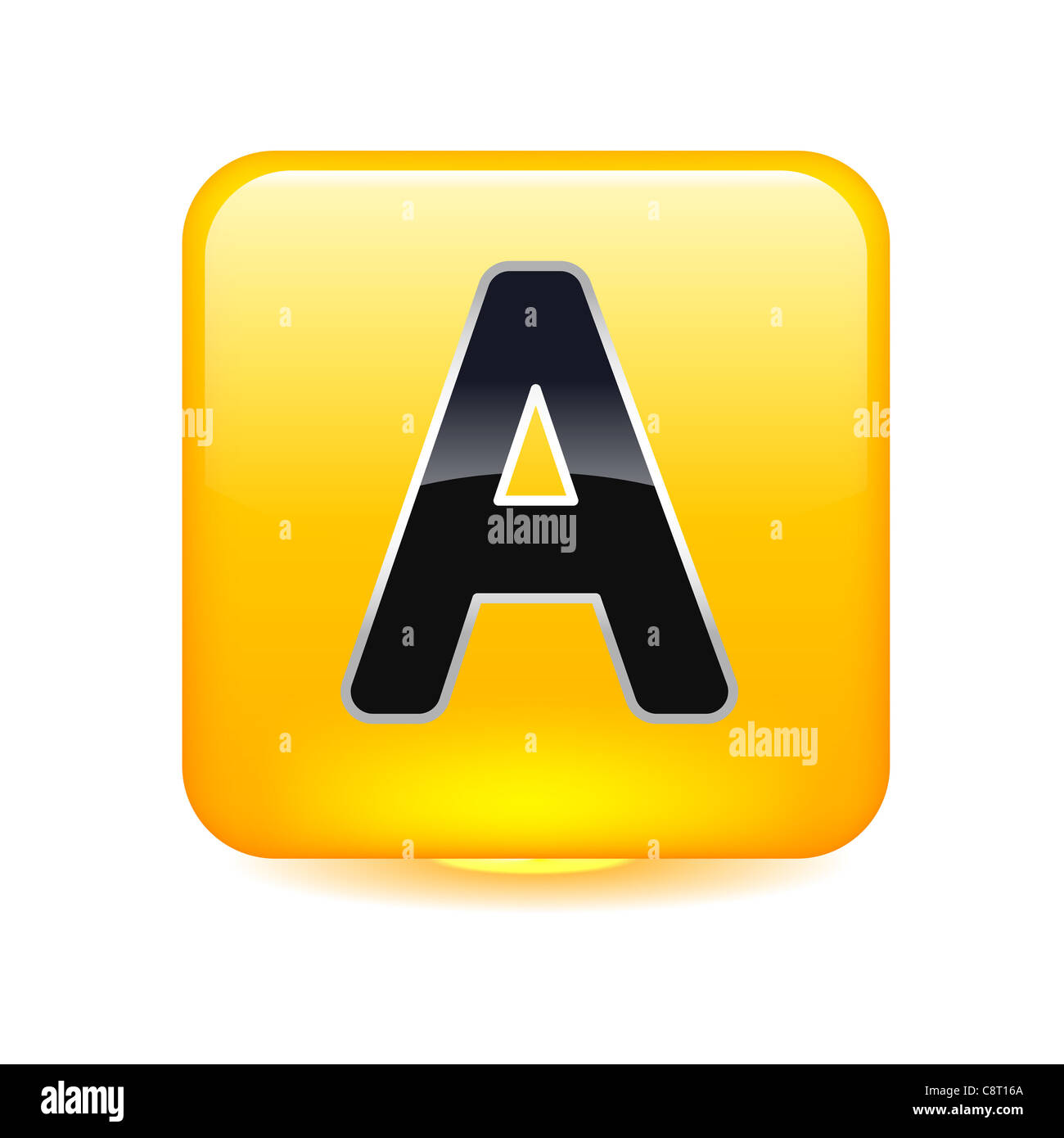 Illustration of letter a in yellow square Stock Photo - Alamy