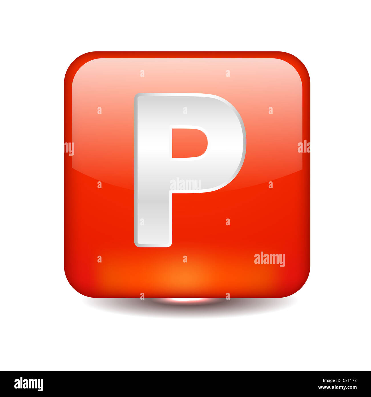 Illustration of letter p in red square Stock Photo - Alamy