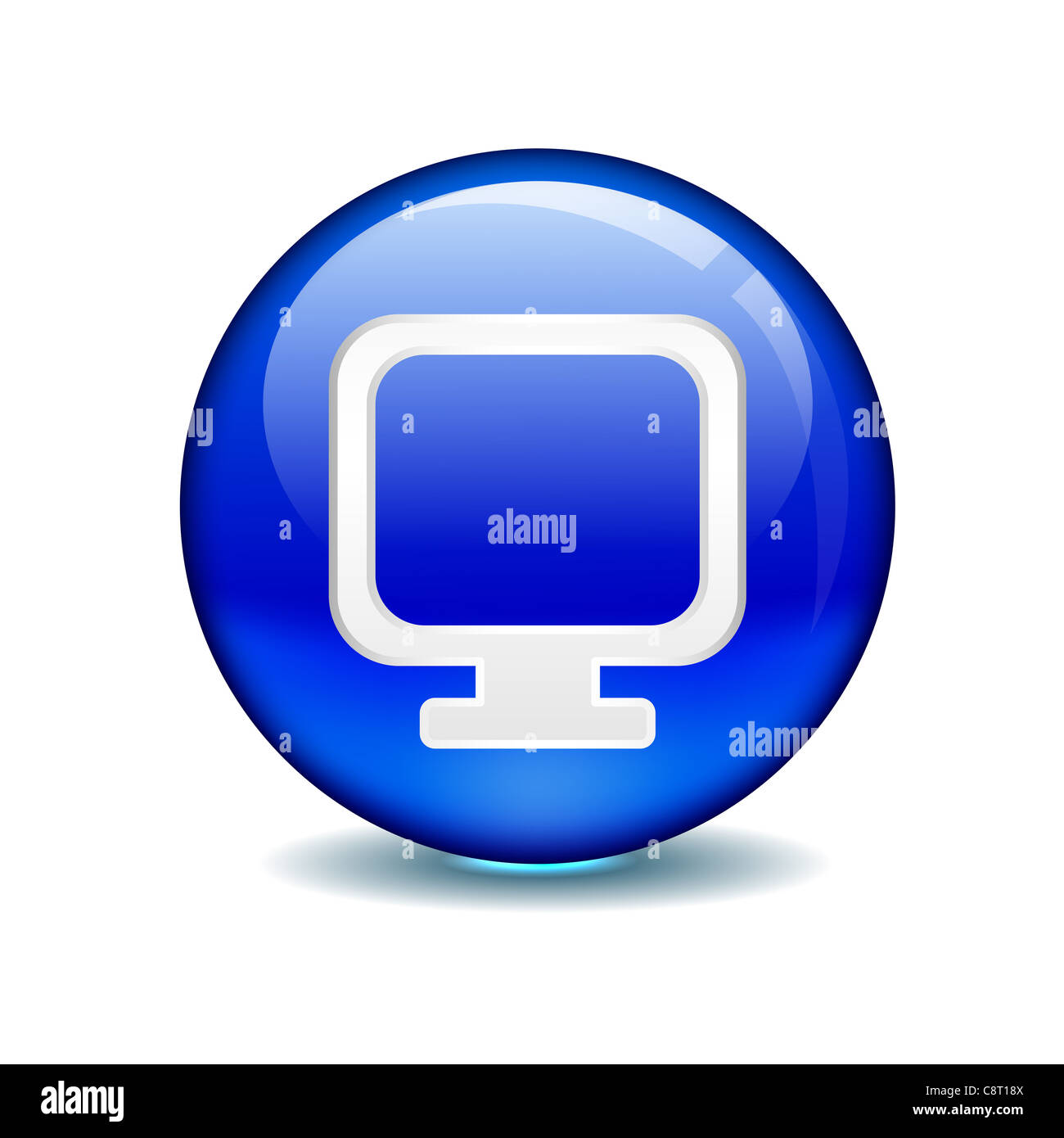 Illustration of desktop sign in blue circle Stock Photo - Alamy