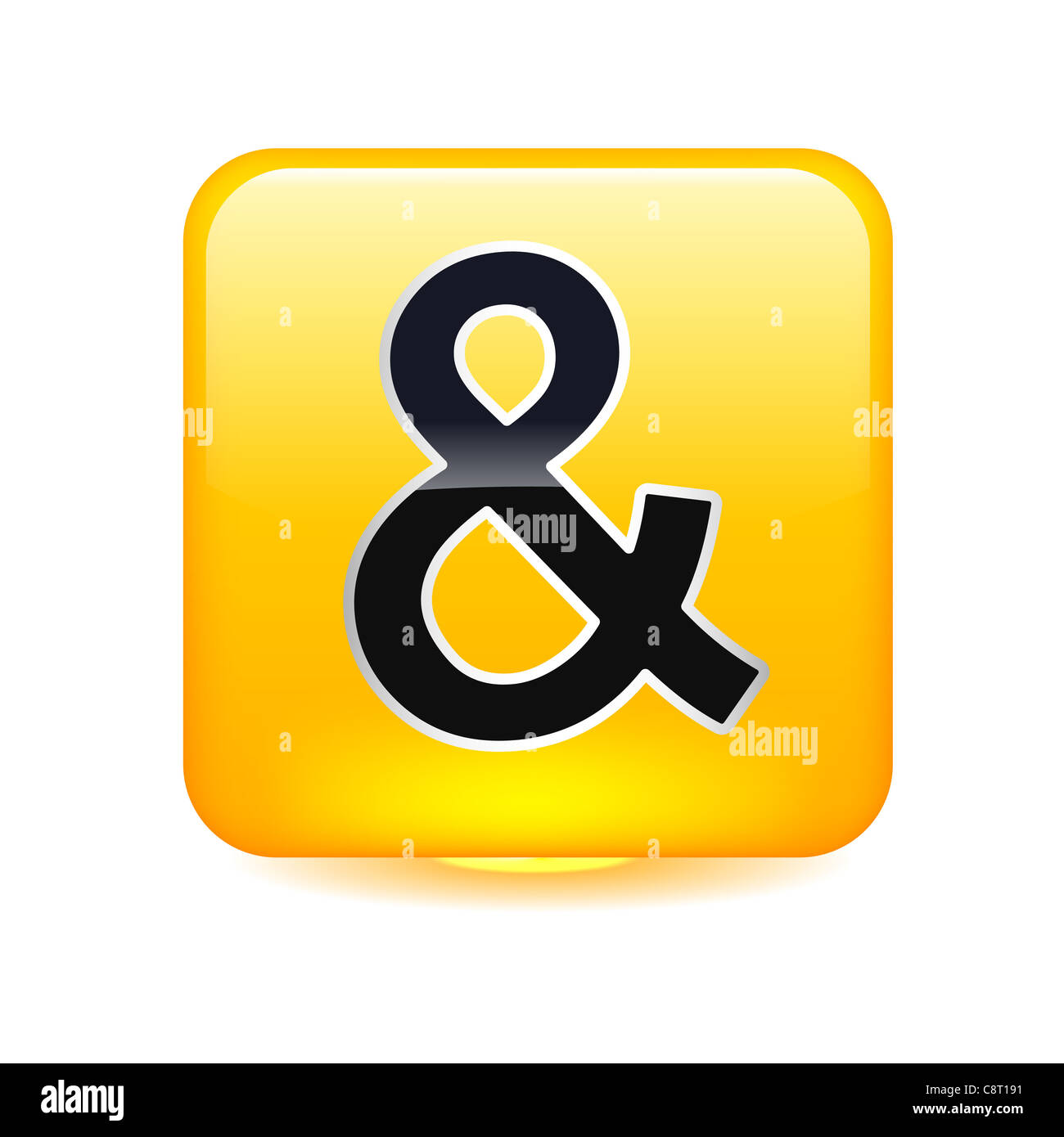 Illustration of and sign in yellow square Stock Photo - Alamy