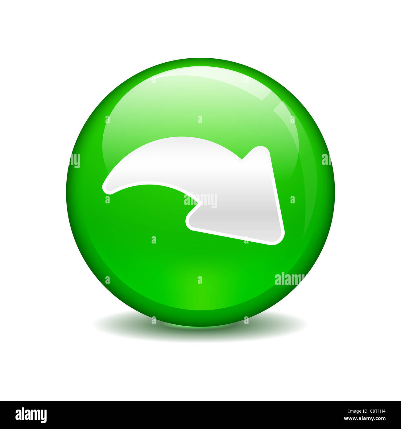 Illustration of white arrow sign in shiny green circle Stock Photo - Alamy