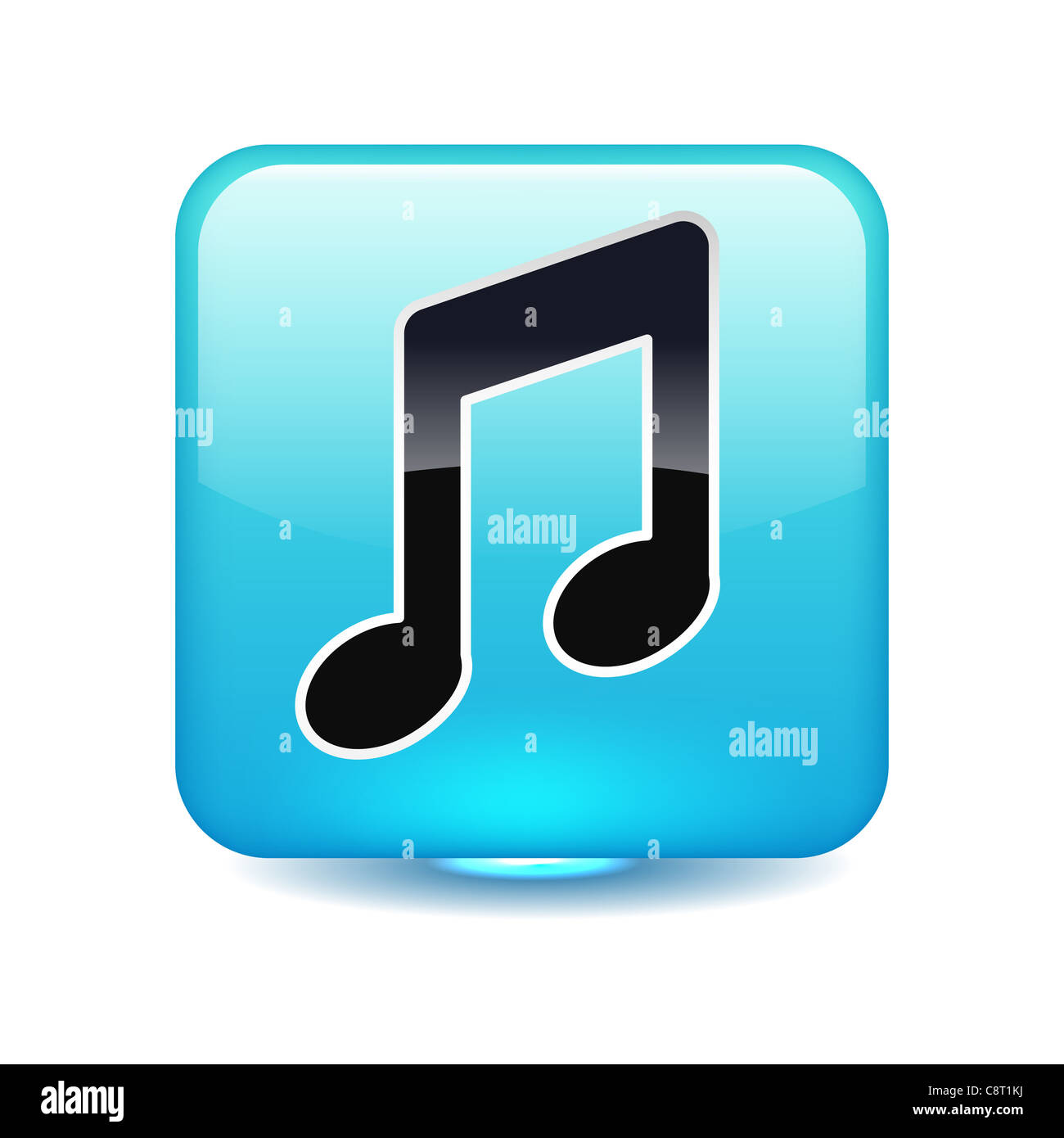 Illustration of musical note in blue square Stock Photo - Alamy