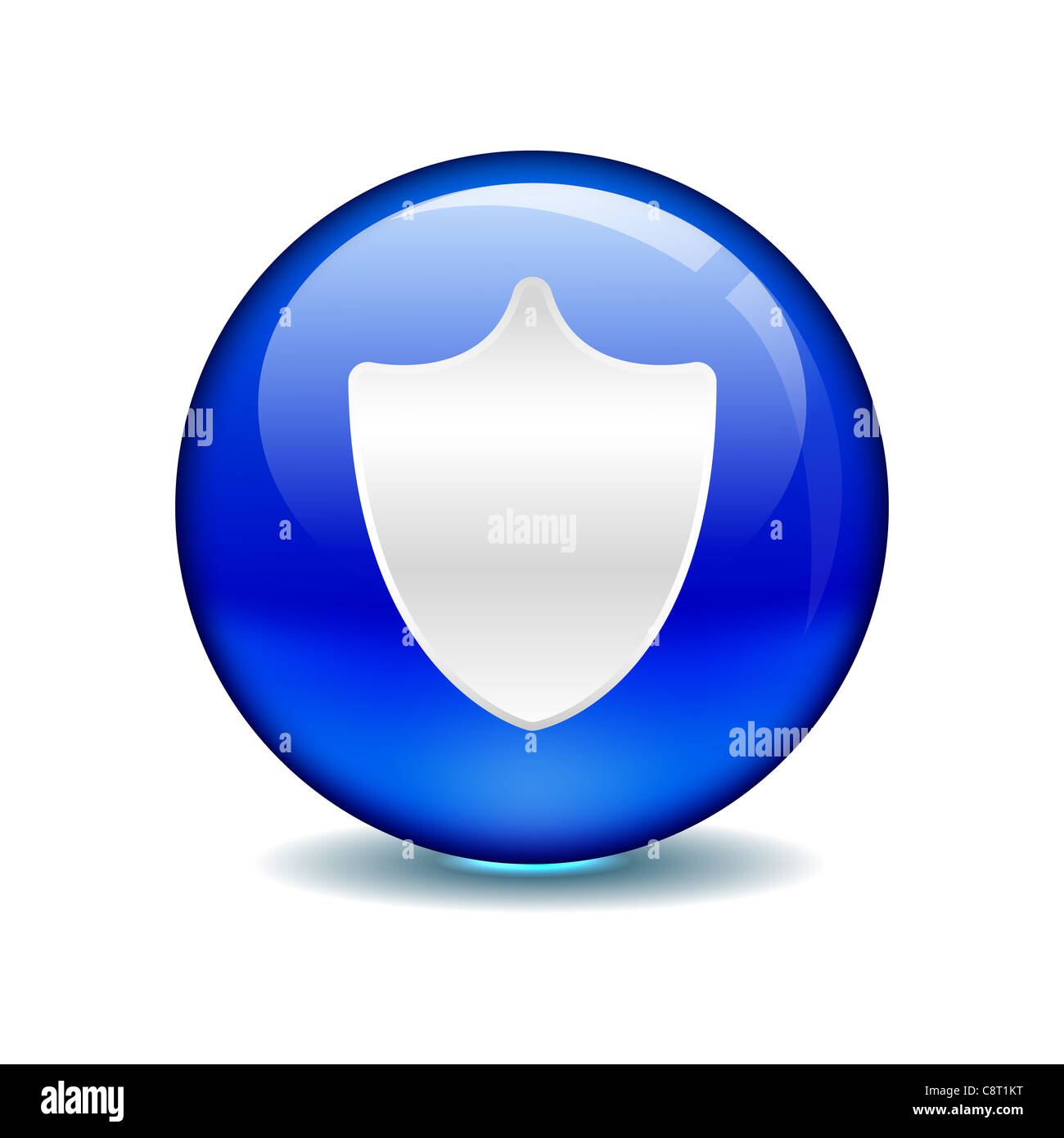 Illustration of shield in shiny blue circle Stock Photo - Alamy