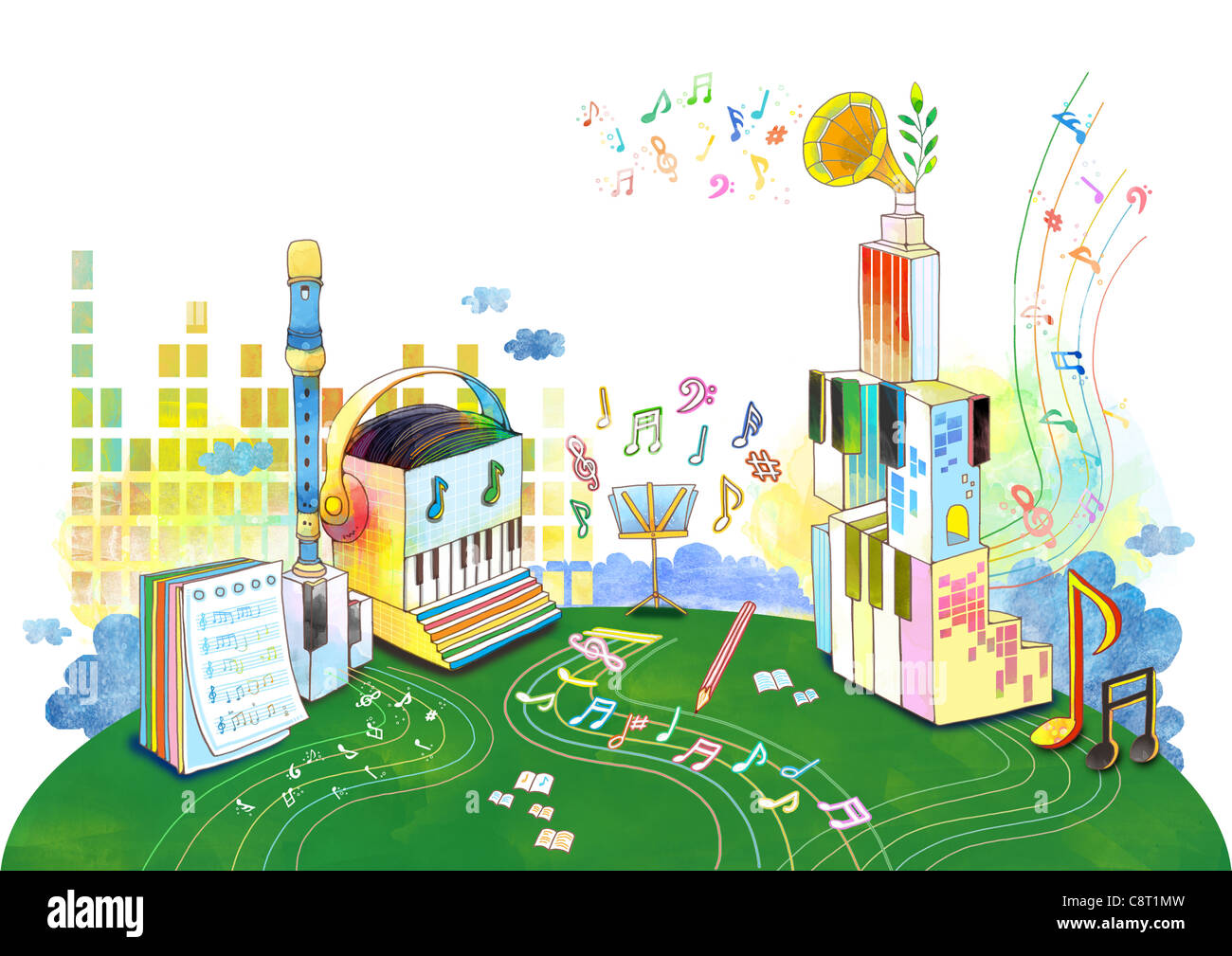 Musical And Educational Illustration Stock Photo - Alamy