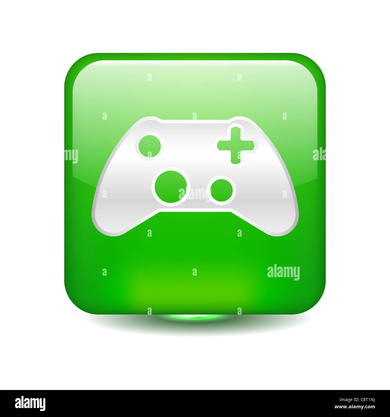 Illustration of video game remote in shiny green square Stock Photo - Alamy