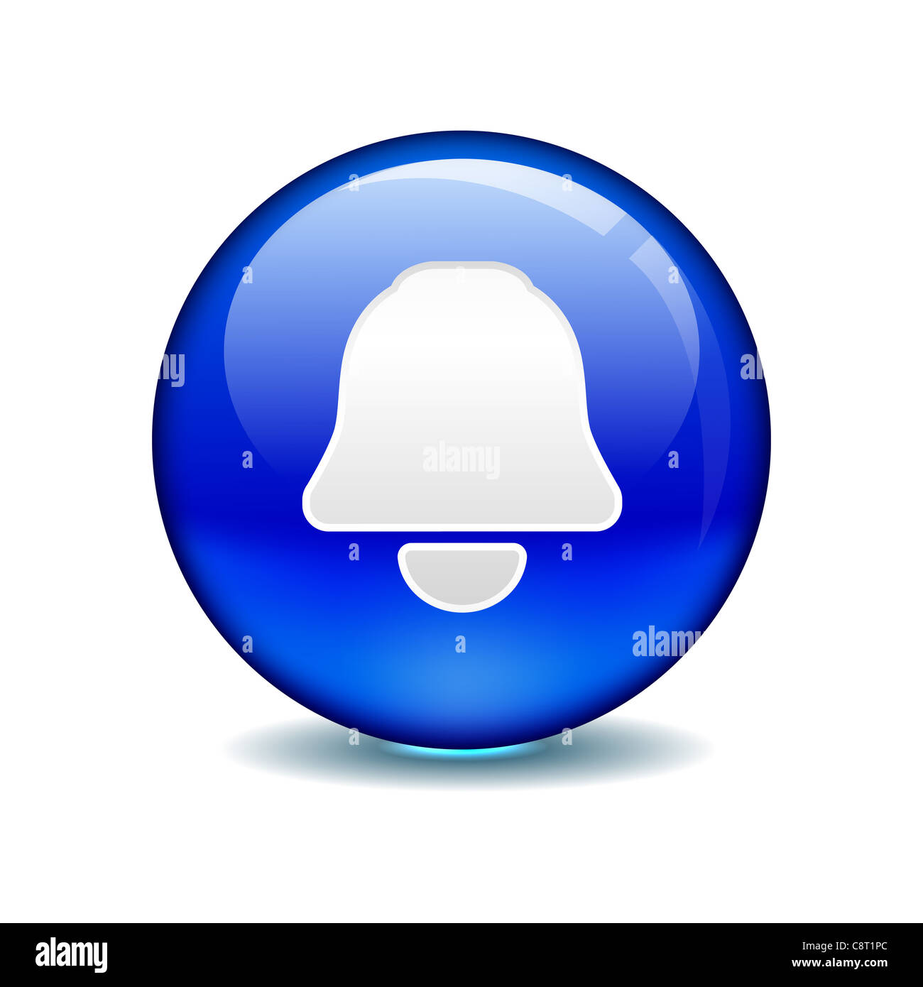 Illustration of bell in shiny blue circle Stock Photo - Alamy