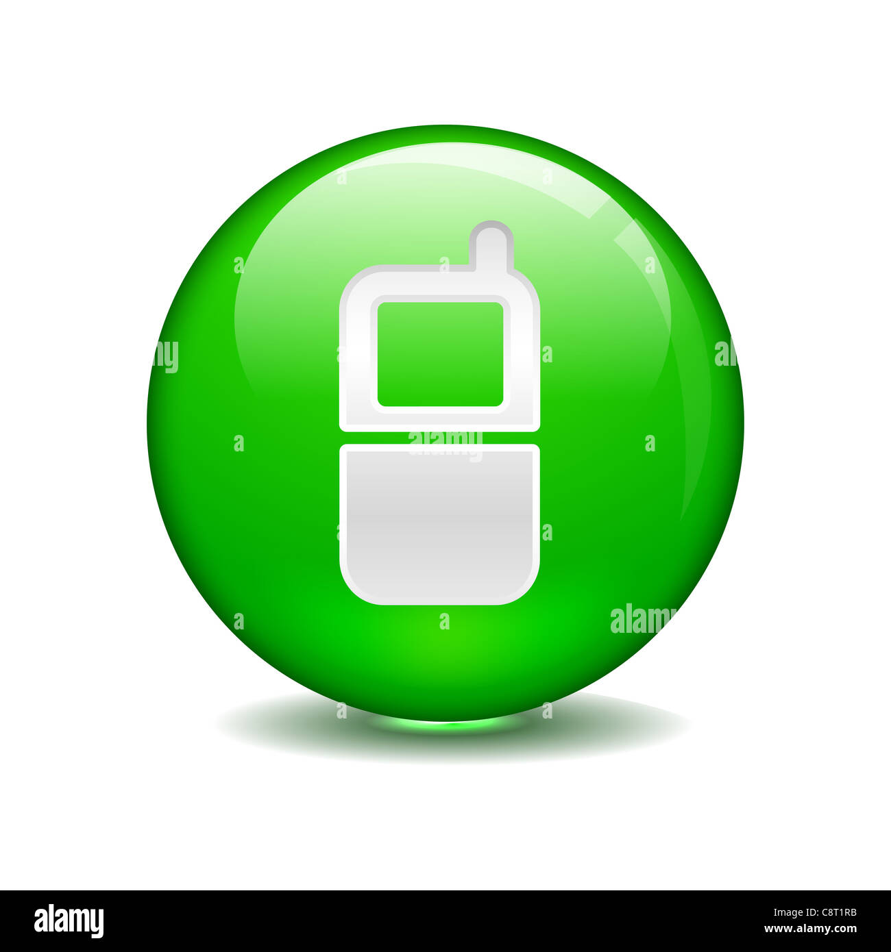 Illustration of mobile phone on green circle Stock Photo - Alamy