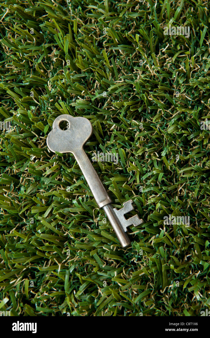 High angle view of key on grass Stock Photo - Alamy