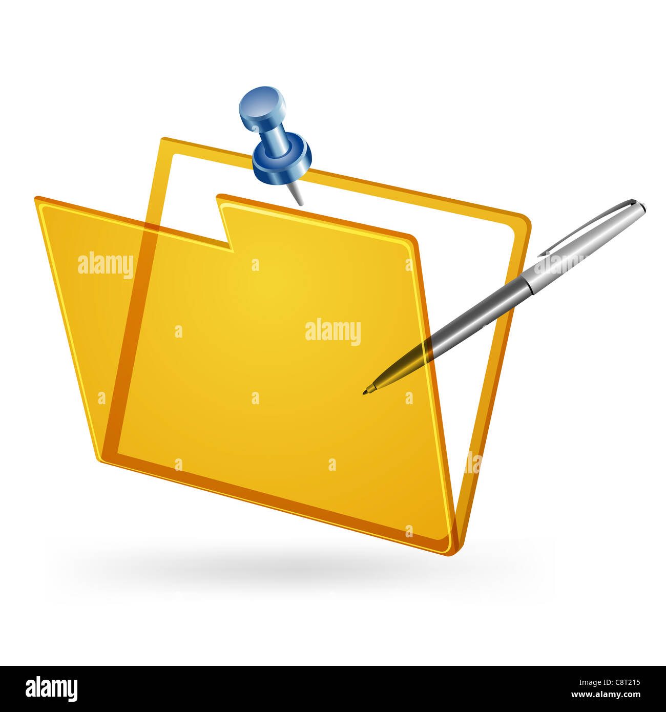 Illustration of push pin and folder Stock Photo - Alamy