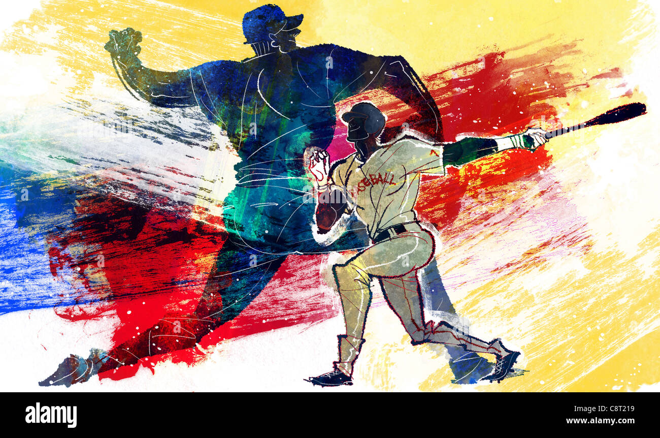 Baseball Player Swinging Baseball Bat Stock Photo - Alamy