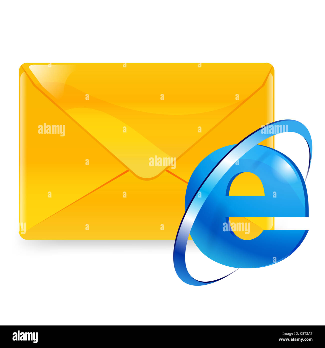Illustration of message symbol with 'e' symbol Stock Photo - Alamy