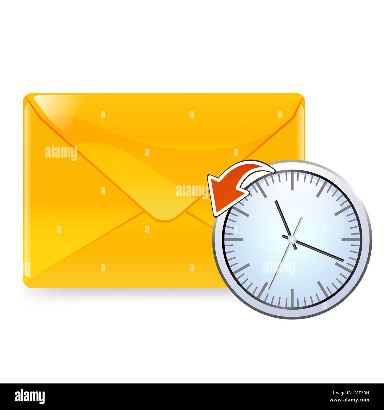 Illustration of message symbol with clock Stock Photo - Alamy