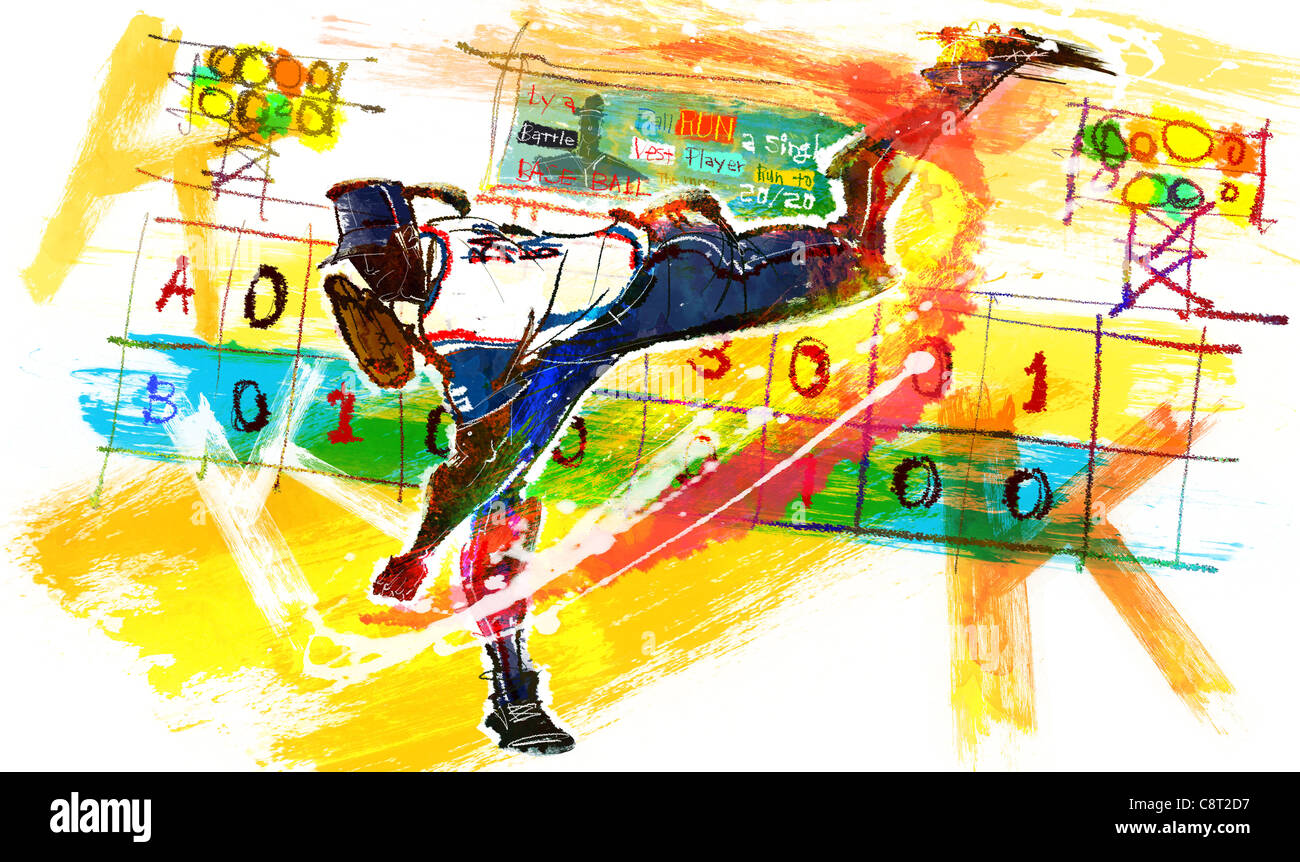 Baseball Player And Score Chart Stock Photo - Alamy