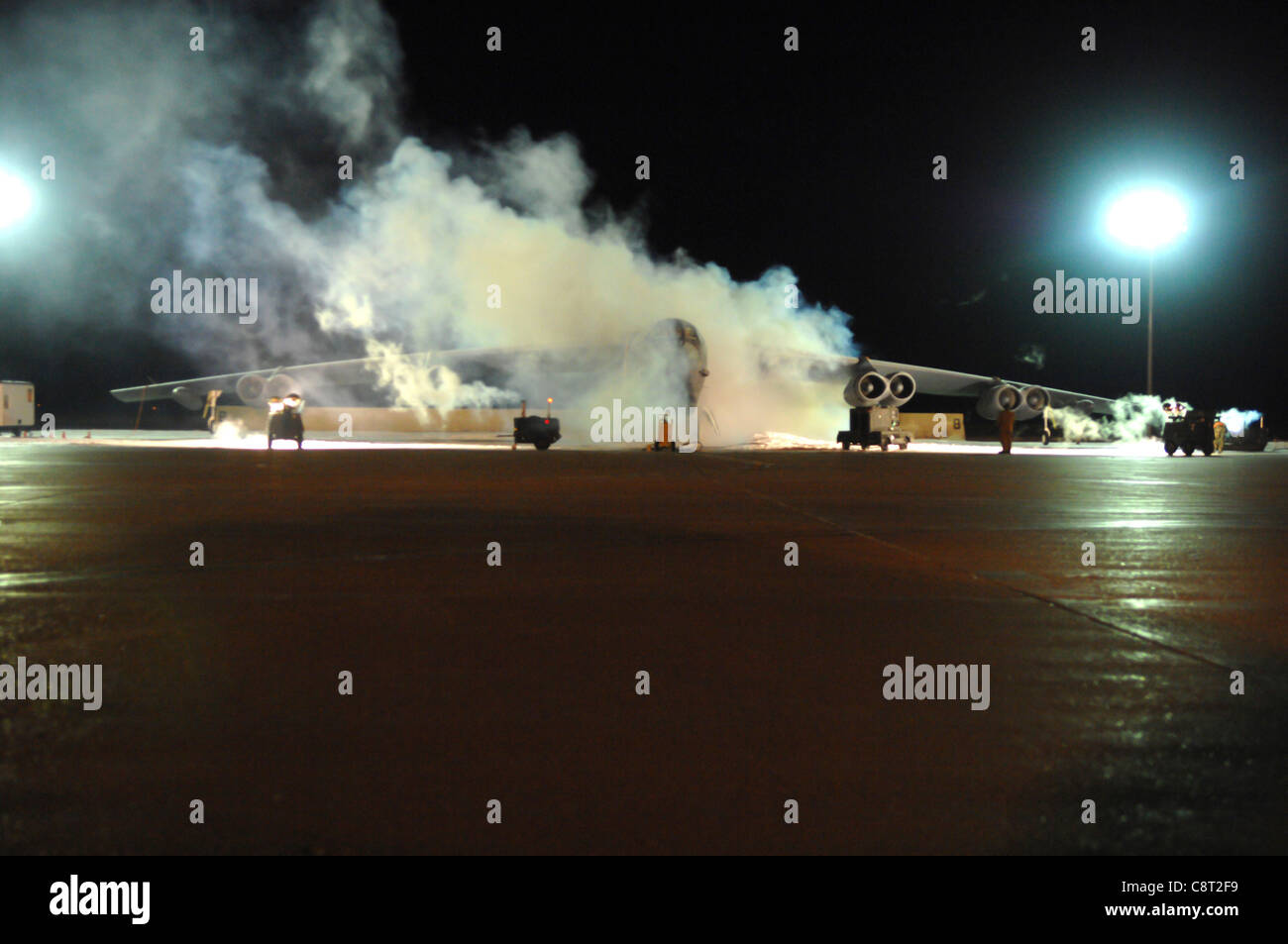 A B-52 Stratofortress on the Minot Air Force Base, N.D., flightline ...