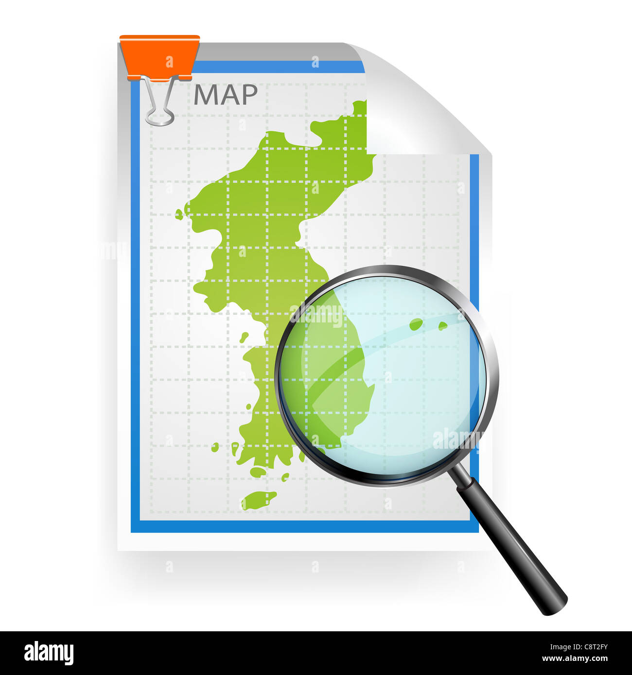 World map magnifying glass Cut Out Stock Images & Pictures - Alamy