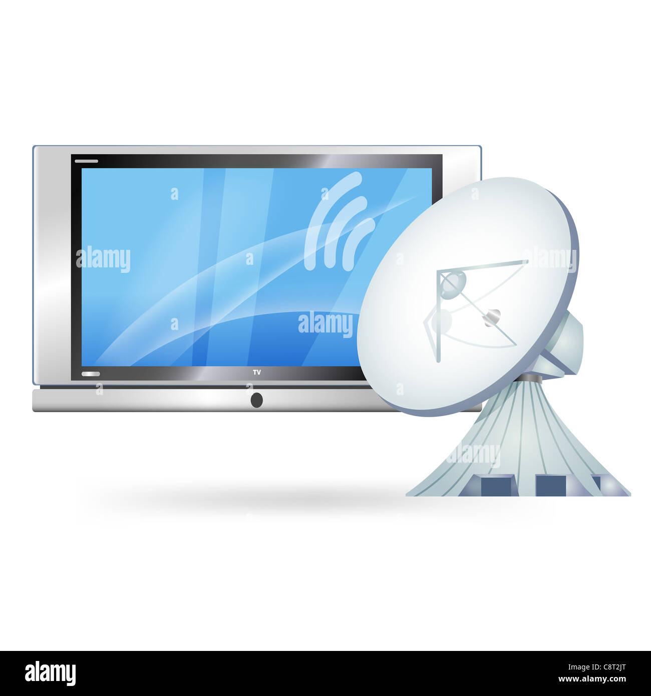 Illustration of big screen television and radio telescope Stock Photo ...